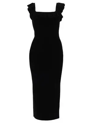 Michael Kors Square Neck Ruffled Mini Dress - Black