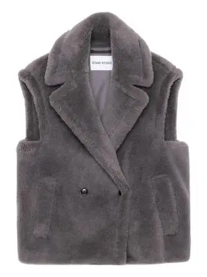 STAND STUDIO Stand Studio Faux Fur Textured Wool Vest