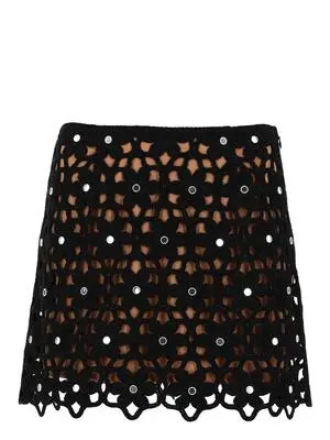 Michael Kors Crochet Floral Applique Mini Skirt - Black
