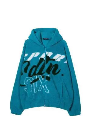 Dsquared2 Jacquard Fur Zip-up Hooded Sweatshirt - Azure