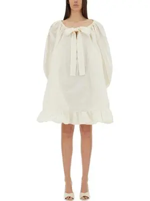PATOU Patou Recycled Faille Dress With Grosgrain Ruffle Hem Ivory