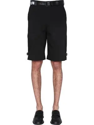 Alexander McQueen Bermuda Shorts With Belt Detail - Black