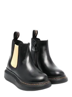 Alexander McQueen Calf Leather Chelsea Boots With Contrasting Elastic Detail - Black