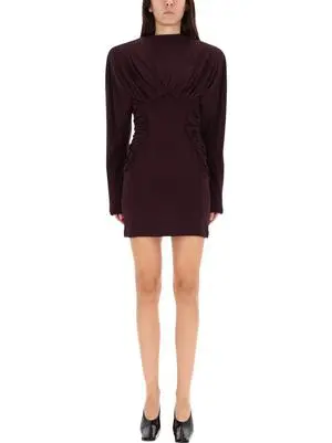 Stella McCartney Ruched Long-sleeve Mini Dress - Brown