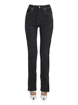 Alexander McQueen Wide Leg Cotton Denim Jeans - Black