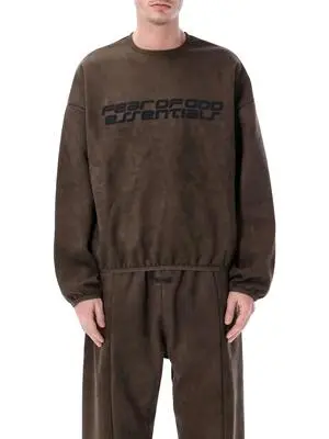 Fear Of God Oversized Logo-print Crewneck Sweatshirt - Brown