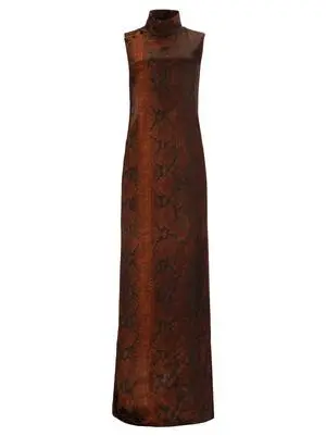 JEAN PAUL GAULTIER High Neck Snake Print Maxi Dress - Red