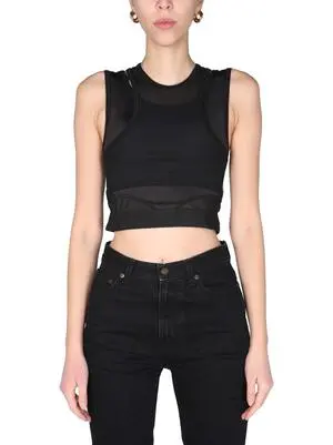 Alexander McQueen Panelled Crew Neck Sport Top - Black