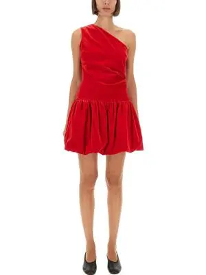 PATOU One-shoulder Mini Dress With "bloomer" Effect - Red
