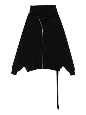 Rick Owens Asymmetric High-neck Zip-up Hoodie - Black