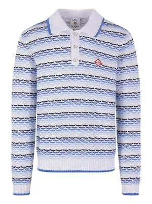Casablanca Classic Long Sleeve Cotton Polo For - Blue