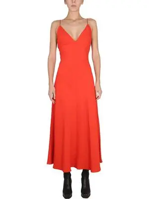 Stella McCartney Compact Crepe V-neck Maxi Dress - Red