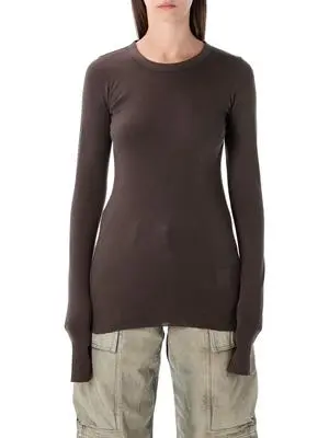 Rick Owens RICK OWENS DRKSHDW Fitted Long Sleeve Crewneck Top Dark Dust