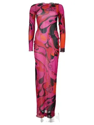 EMILIO PUCCI PUCCI Printed Long Sleeve Maxi Dress