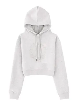 Stella McCartney Cropped Logo-embroidered Hoodie - Grey