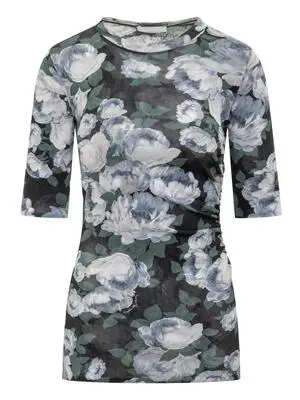 Stella McCartney Stella McCartney Floral Mesh Cutout Sleeve Top Multicolor