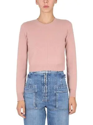 Stella McCartney STELLA MCCARTNEY Wool Crew Neck Sweater With Textured Knit Beige