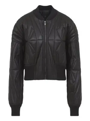 MONCLER MONCLER X RICK OWENS Geocamo Cropped Leather Bomber Jacket