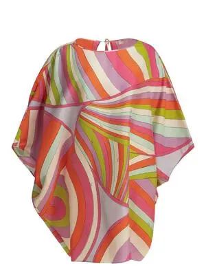 Emilio Pucci Mini Silk Twill Caftan Dress With Abstract Print - Multicolor