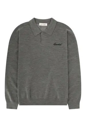 Fear Of God Wool Knit Long Sleeve Polo Sweater - Grey