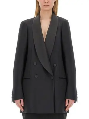 Dries Van Noten Double-breasted Shawl Collar Wool-blend Jacket - Black
