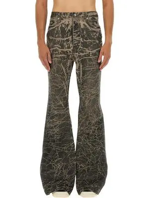 Rick Owens Bootcut Jeans With Vintage Print - Black