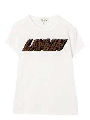LANVIN LANVIN Short Sleeve Spotted Logo T-Shirt Ivory
