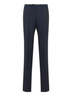 Canali Linen Blend Silk Tailored Pants - Blue