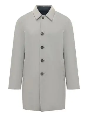 ESTERNO Button-detailed Rain Jacket With Utility Pockets - Blugrigio