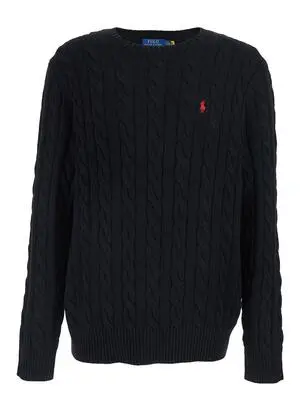 Polo Ralph Lauren Cable-knit Jumper With Embroidered Pony Logo - Black