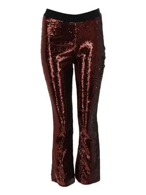 SE-TA Sequined Straight-leg Pants - Brown