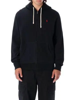 Polo Ralph Lauren Full Zip Fleece Hoodie With Embroidered Pony Logo - Black
