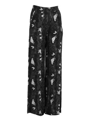 SE-TA High-waist Wide-leg Snake Print Pants - Grey