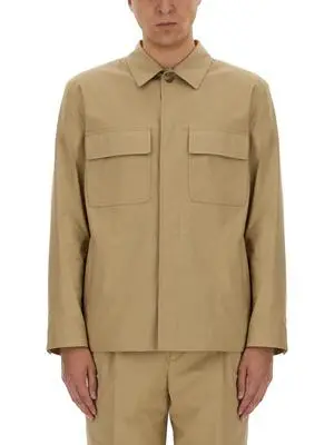 LARDINI Textured Shirt Jacket - Beige