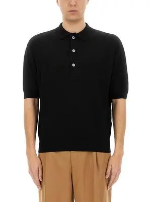 LARDINI Knit Polo Shirt - Black