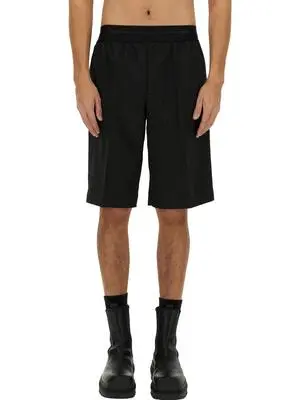 Helmut Lang Short Tailored Logo Jacquard Shorts - Black