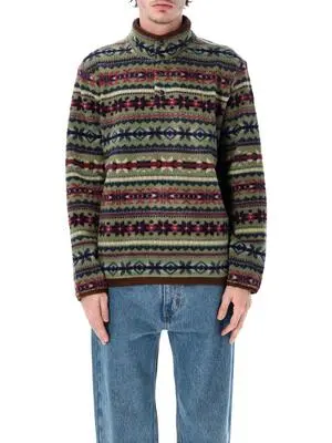 Polo Ralph Lauren Patterned Mock Neck Fleece Pullover - Green