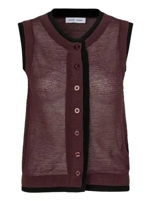 SAMSOE SAMSOE Samsøe Samsøe Ribbed Knit Sleeveless Button-up Vest - Fudge