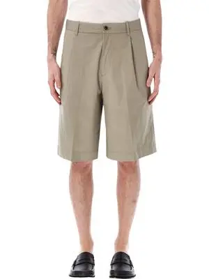 NINE:INTHE:MORNING Refined Bermuda Shorts With Pleated Front - Green