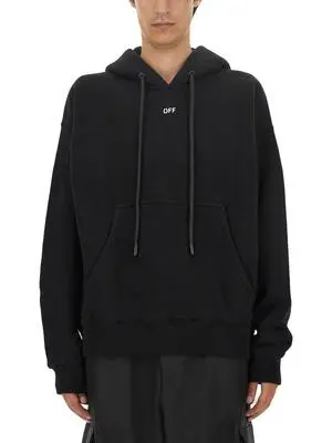 Off-White Off Stamp Cotton Hoodie - Black
