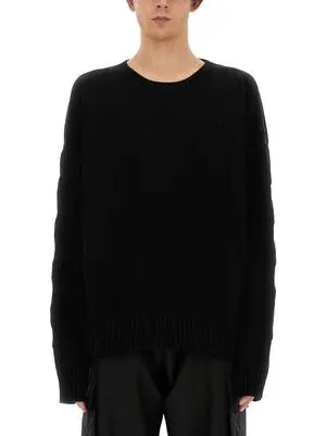 Off-White Ribbed Knit Crewneck Sweater - Black
