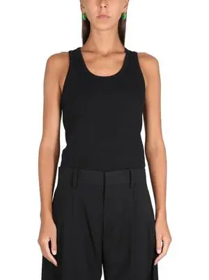 Bottega Veneta Stretch Ribbed Cotton Tank Top - Black