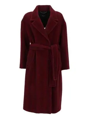 PALTO' Chic Wool Blend Trench Jacket With Belt - Red