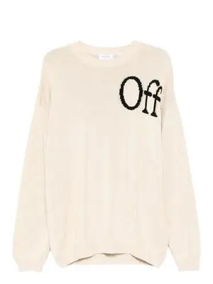 Off-White Knit Crewneck Sweater - Cream