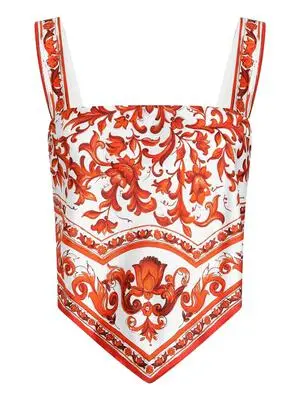 Dolce & Gabbana Silk Scarfe Top With Straps - Arancione