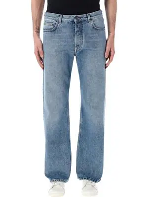 Off-White Slim-fit Classic Jeans With Printed Graphics - Lt Medium