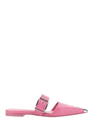 Alexander McQueen Pointed Leather Mules With Buckle Detail - Pink