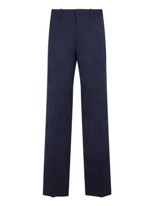Off-White Mid-rise Straight Leg Wool Blend Trousers - Blue