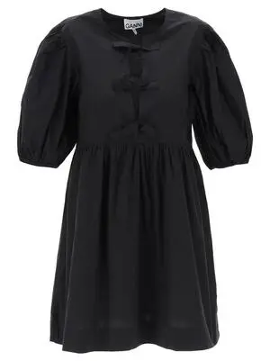 GANNI GANNI Cotton Poplin Tie String Mini Dress