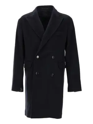 PALTO' Double Breasted Wool Blend Trench Jacket - Blue